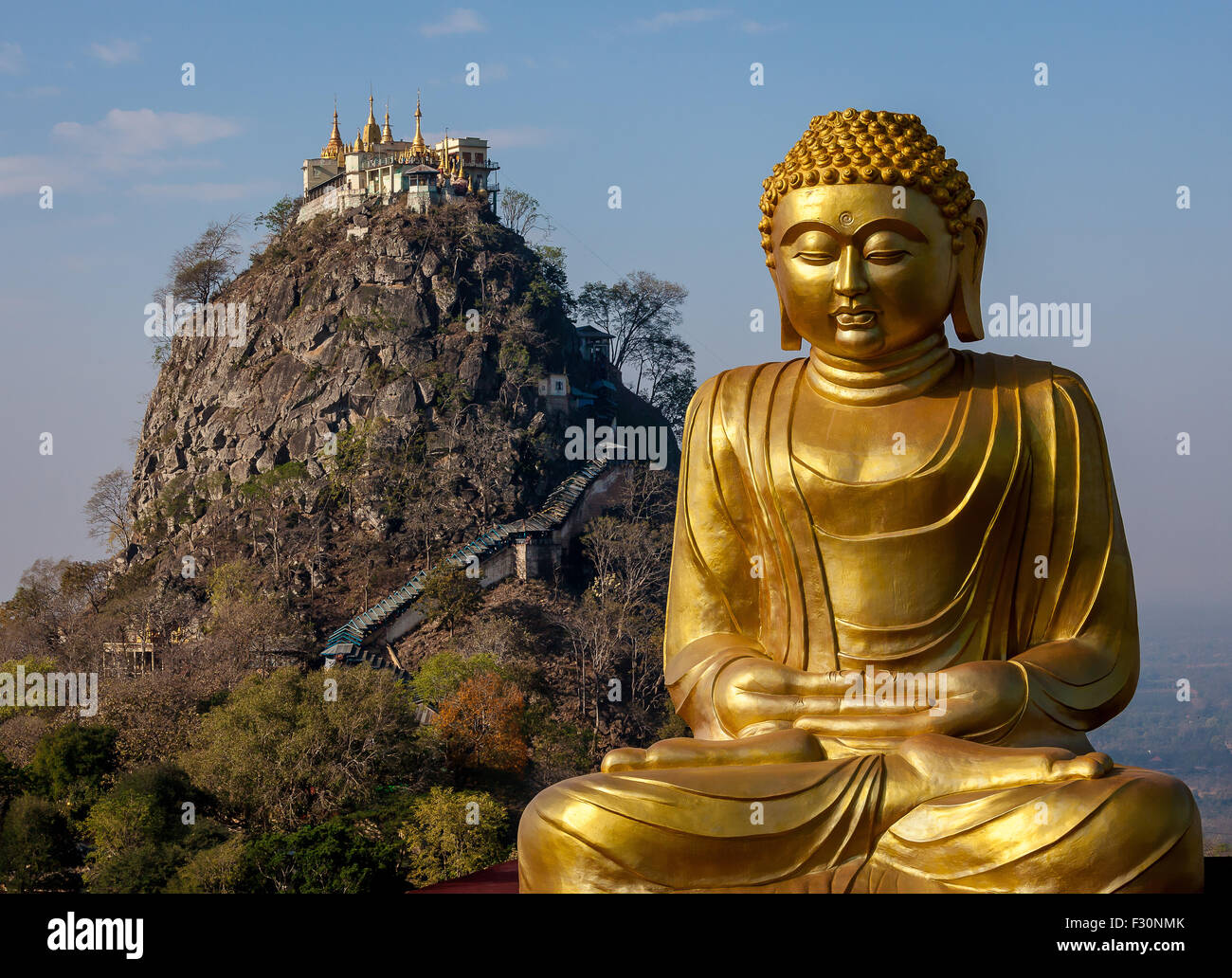 Mount Popa with a Buddhist pagodas on the summit Stock Photo - Alamy