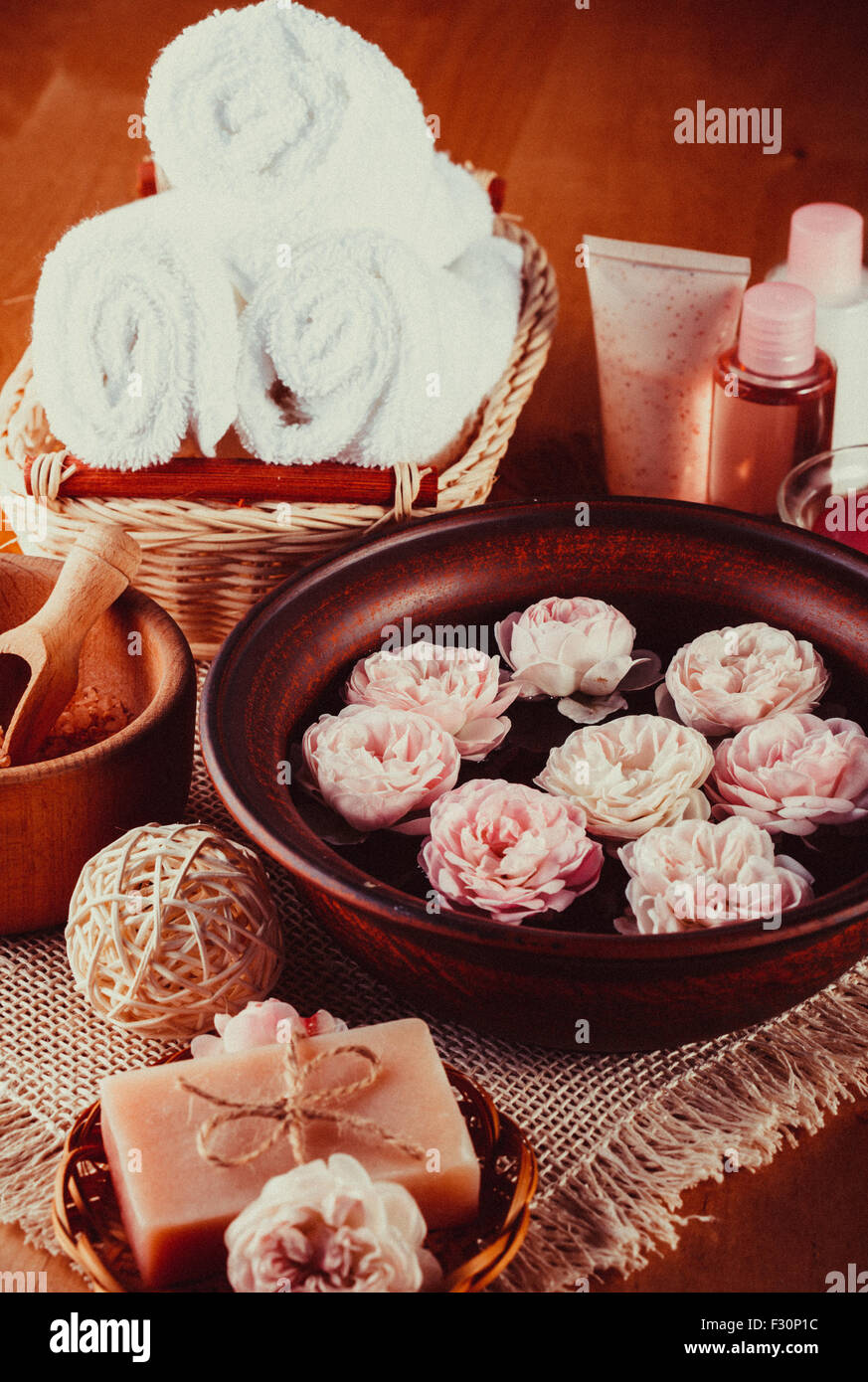 Spa with roses Stock Photo - Alamy