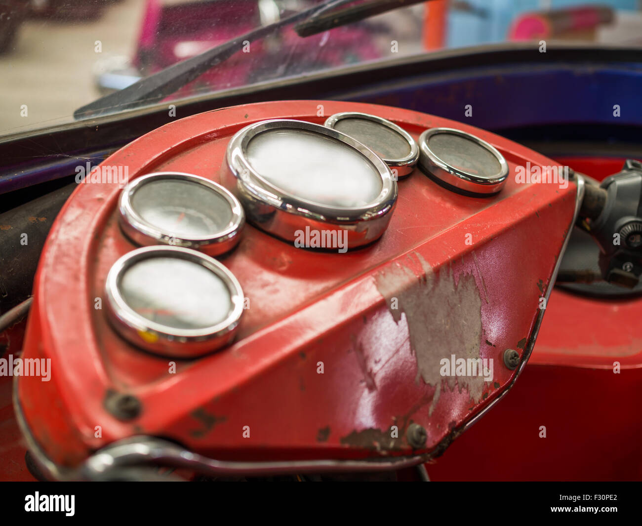 Vintage Car Interior With Retro Dashboard Stock Photo - Alamy