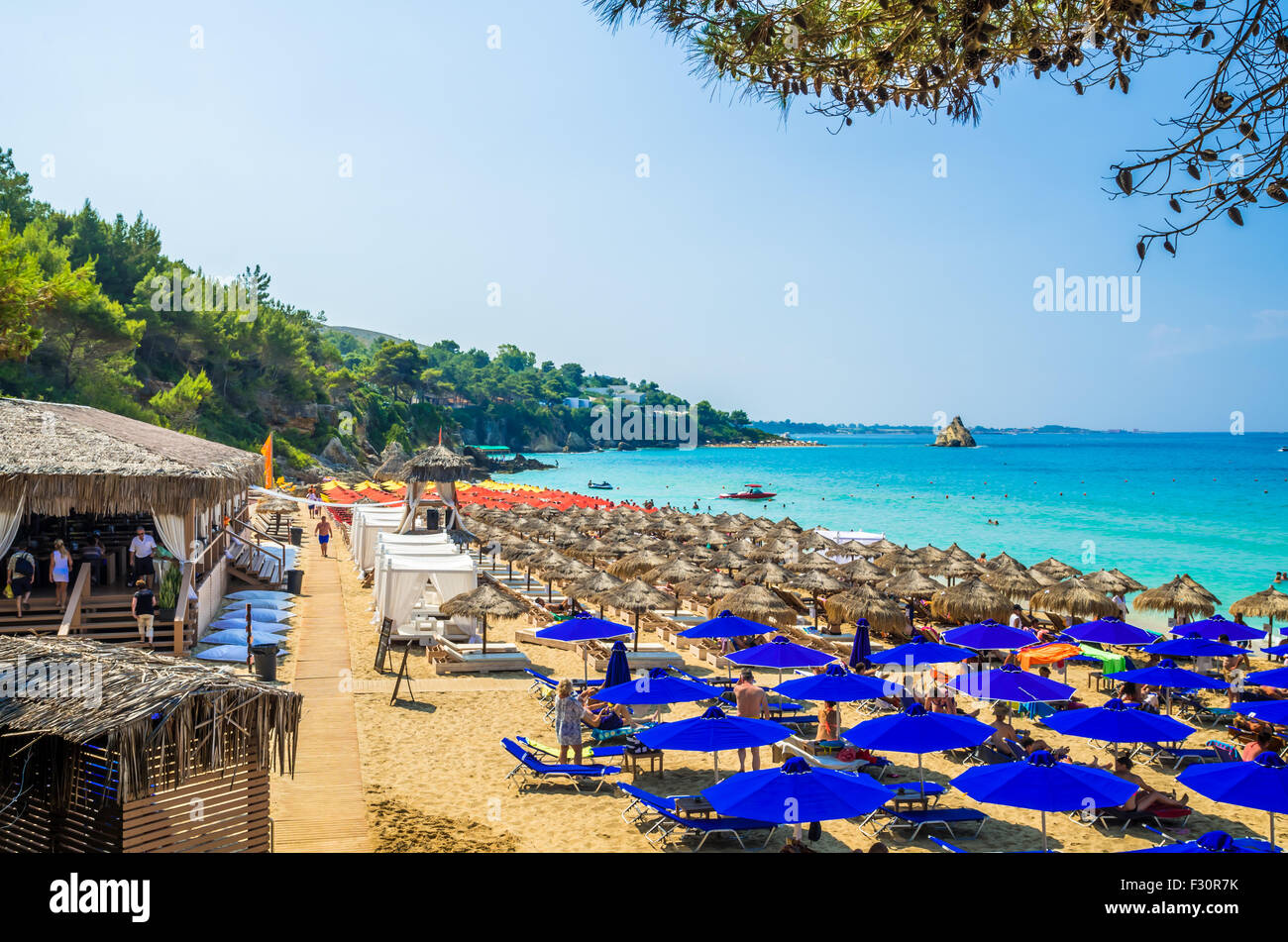 Spectacular view over the beaches of Platis Gialos and Makris Gialos ...