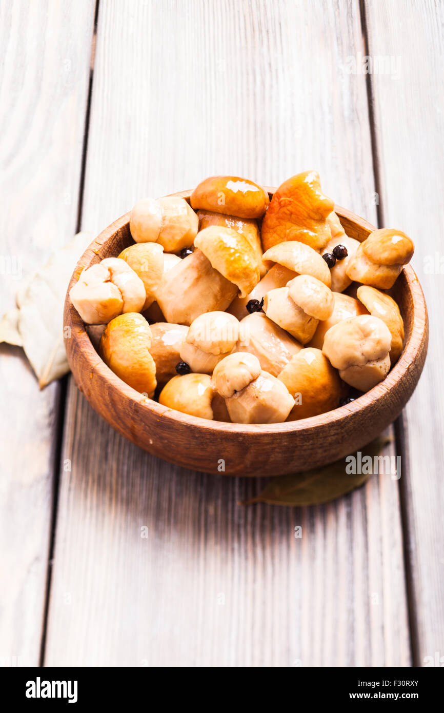 Pickled white boletus Stock Photo - Alamy