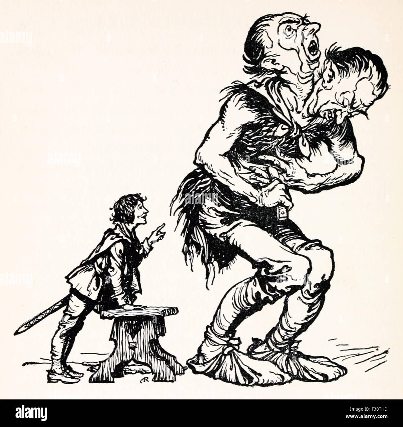 The Welsh two-headed giant cuts open his own belly with a knife, from ...