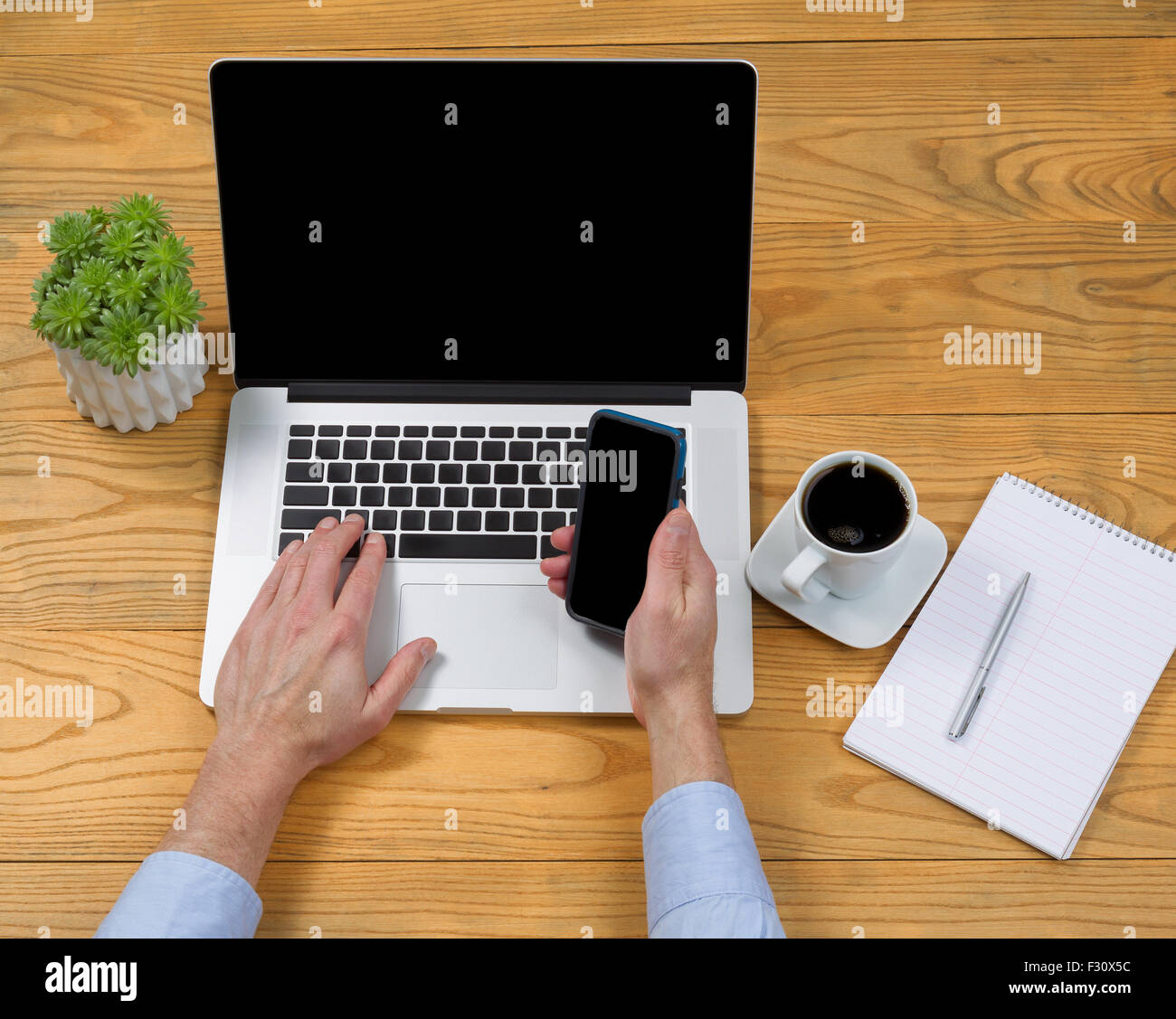 Top view male hands typing hi-res stock photography and images - Alamy