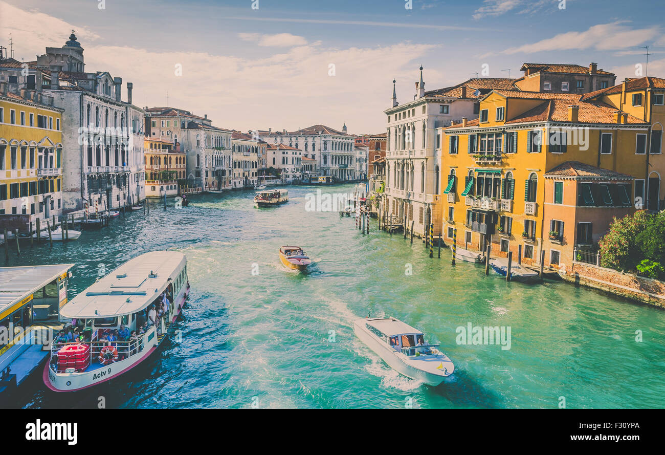 VENICE, ITALY - JUNE 29, 2015: Grand Canal with boats scenery in ...