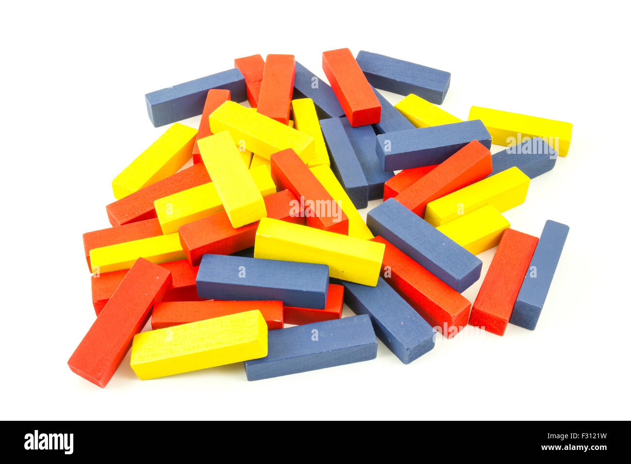 Red, Blue, Yellow Wooden toy blocks on white background Stock Photo - Alamy