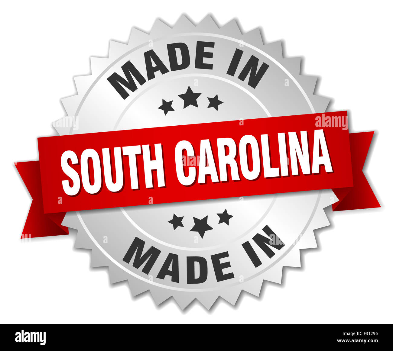 made in South Carolina silver badge with red ribbon Stock Photo - Alamy
