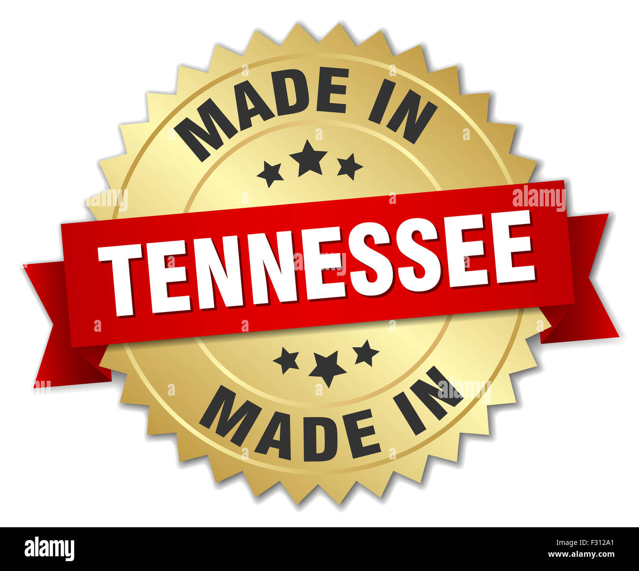 made in Tennessee gold badge with red ribbon Stock Photo - Alamy
