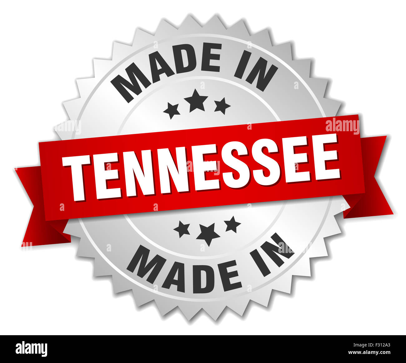 made in Tennessee silver badge with red ribbon Stock Photo - Alamy