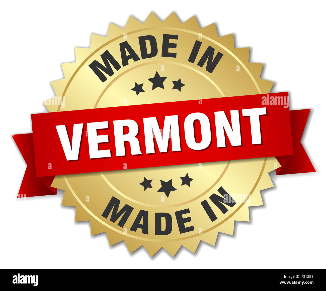 made in Vermont gold badge with red ribbon Stock Photo - Alamy
