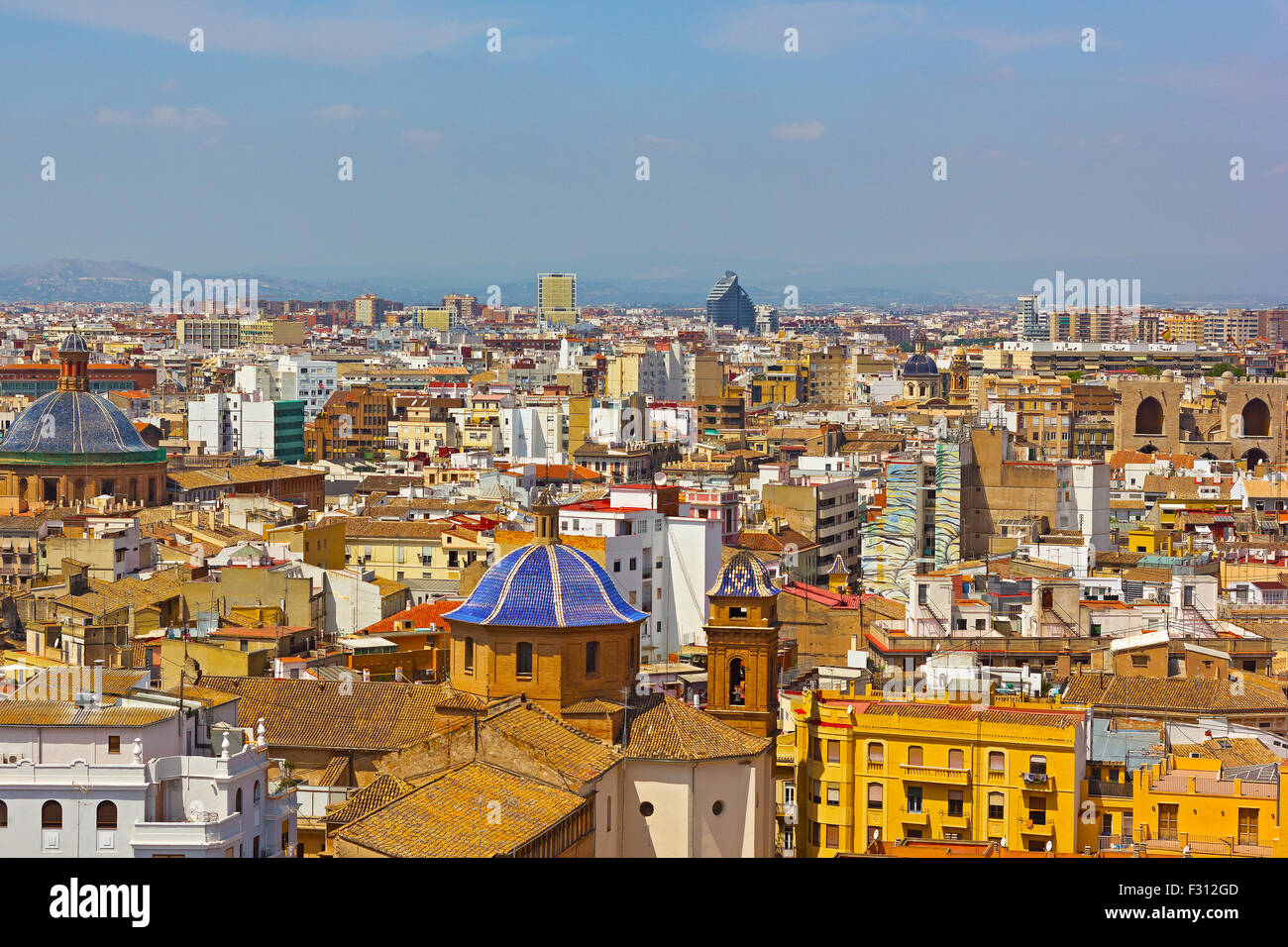 An aerial view on Valencia city from the bell tower Stock Photo - Alamy
