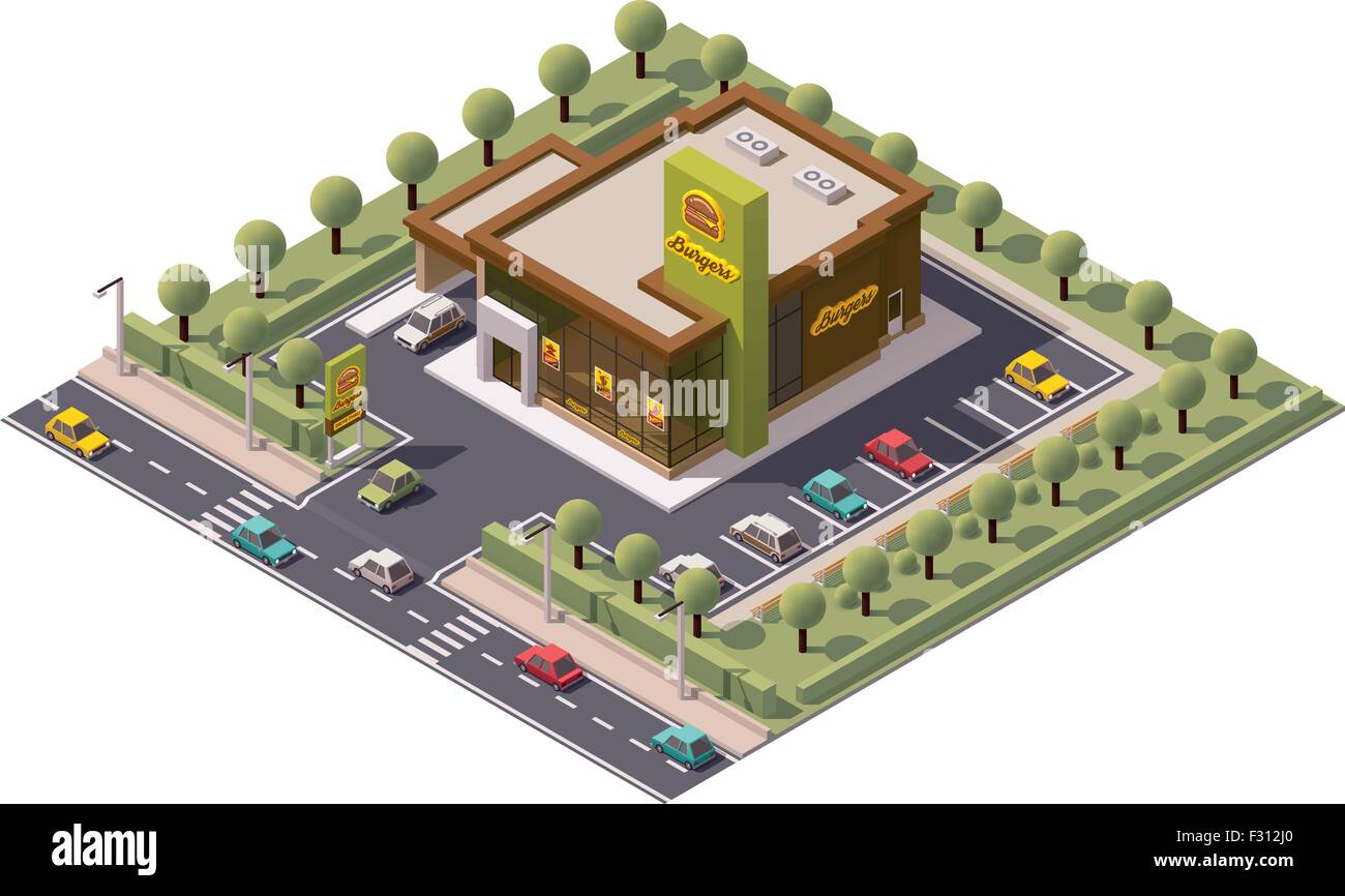 Vector isometric fast food restaurant Stock Vector Image & Art - Alamy