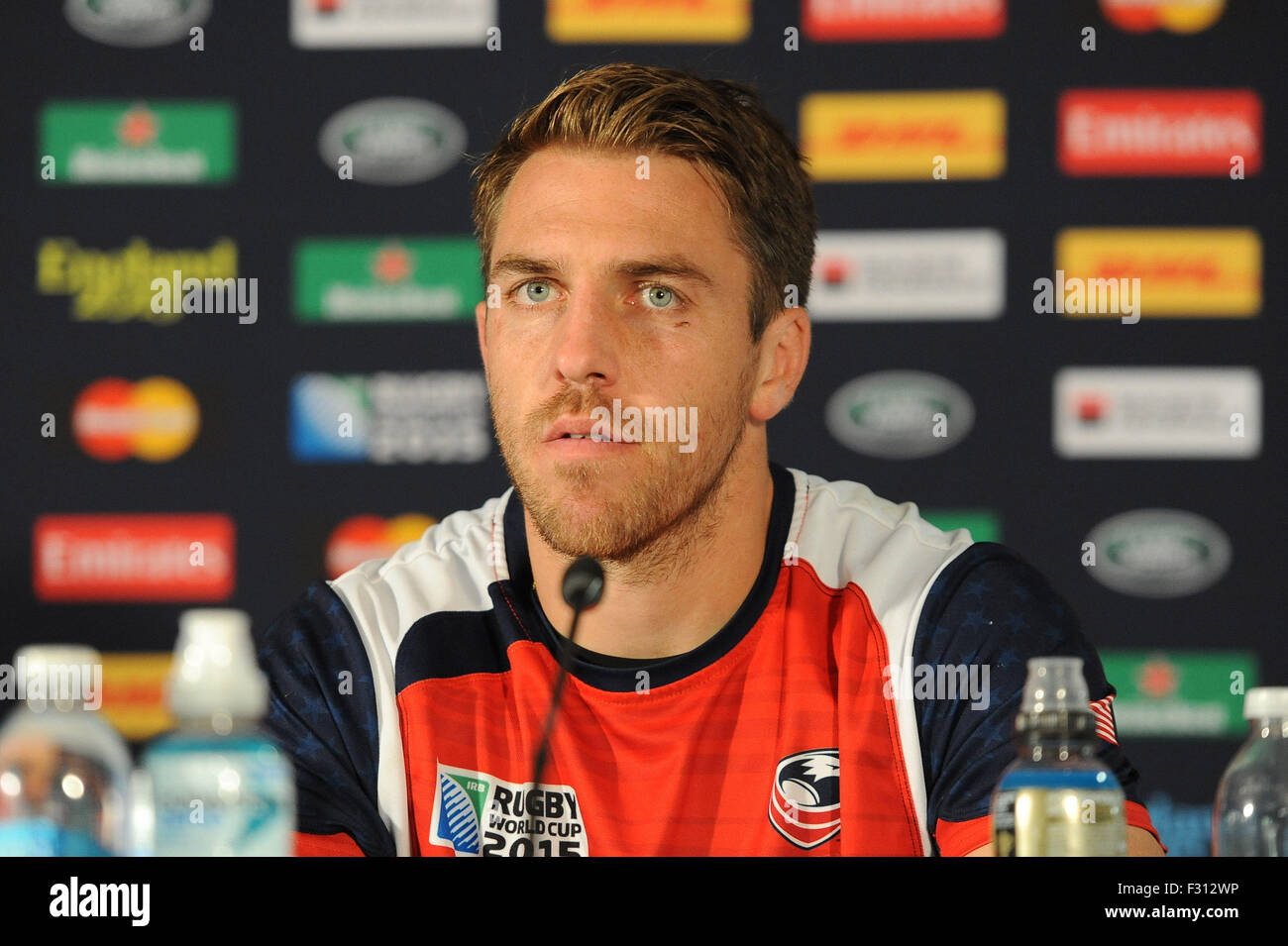 27 September 2015: Chris Wyles of USA speak to the press after Match 18 ...