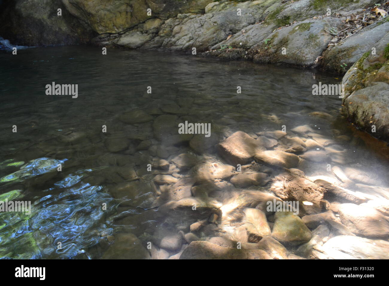 Small lake under a waterfall Stock Photo - Alamy