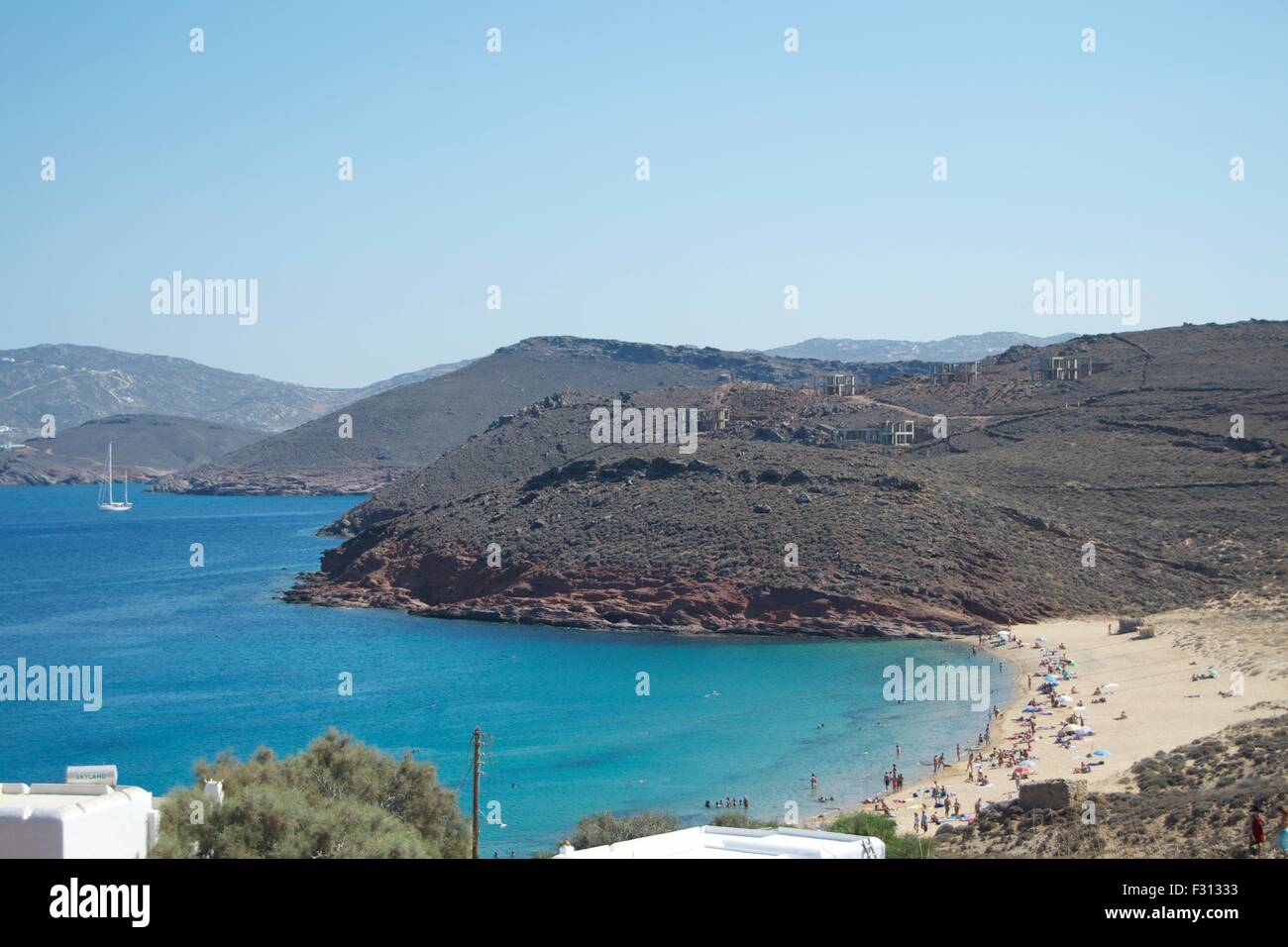 Greek island clear blue water Mykonos travel sea Stock Photo - Alamy