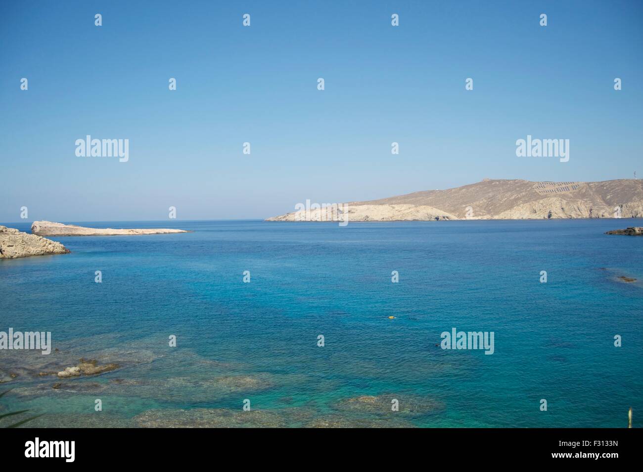 Greek island clear blue water Mykonos travel sea Stock Photo - Alamy