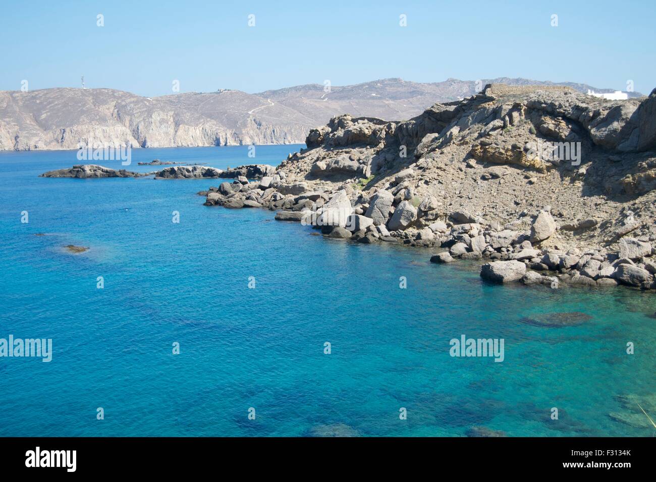 Beach Mykonos Greek island blue clear water shore Stock Photo - Alamy