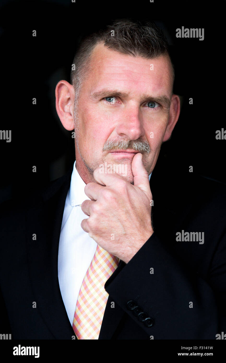 portrait of an handsome businessman with mustache Stock Photo - Alamy