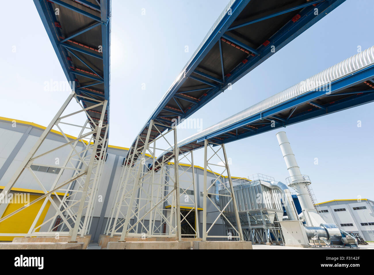 New modern industrial waste plant pipelines from the outside. Waste-to ...