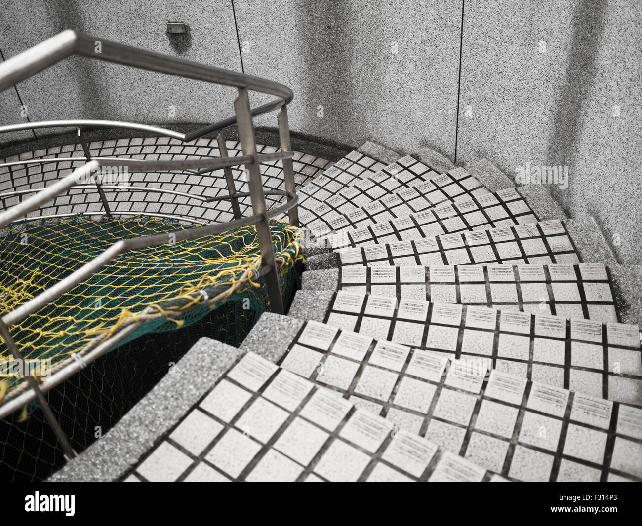 architectural pattern of long spiral stair of footbridge in taipei ...