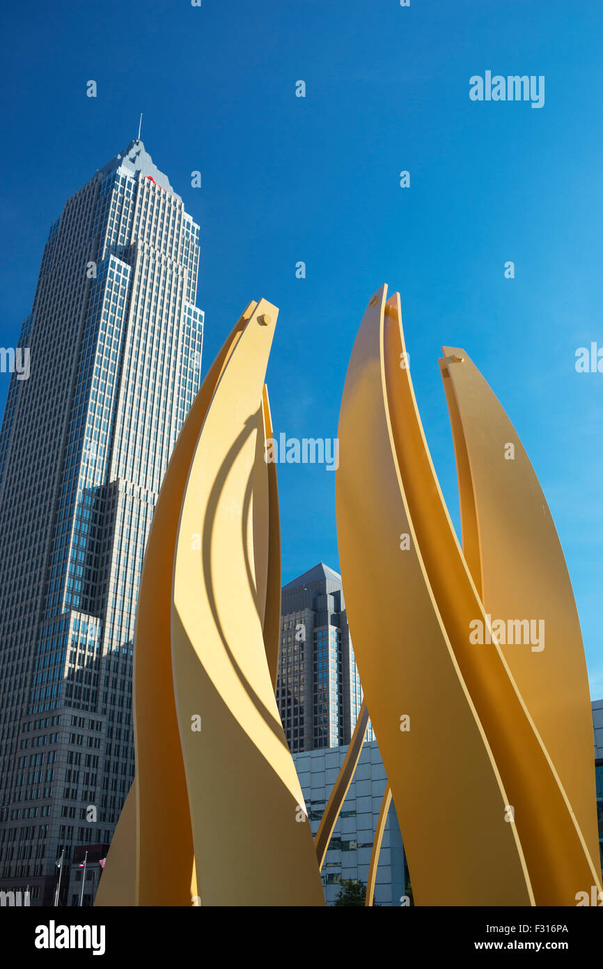 FLAME CAULDRON SCULPTURE (©RON PAYTO 2013) KEY BANK BUILDING TOWER ...