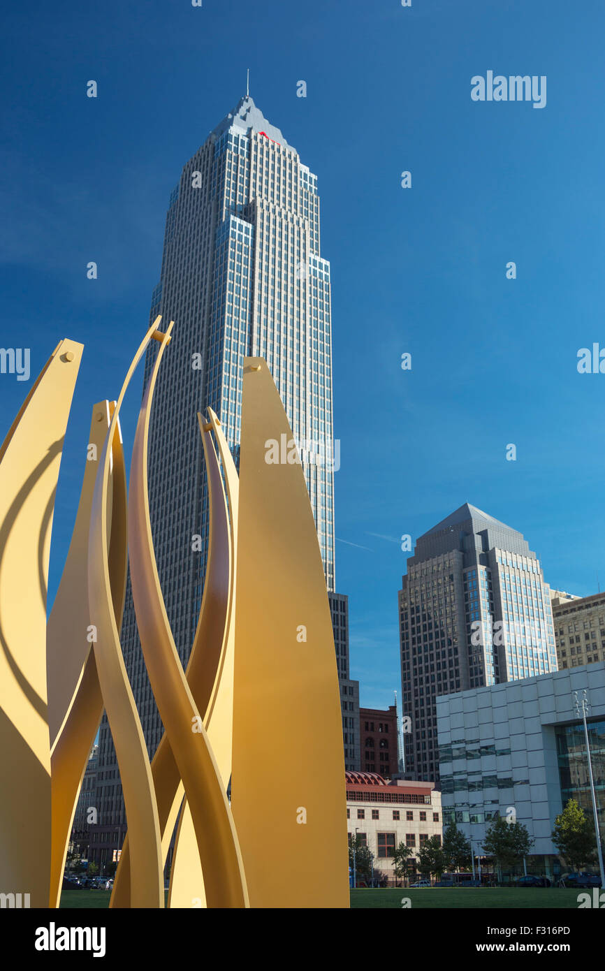 FLAME CAULDRON SCULPTURE (©RON PAYTO 2013) KEY BANK BUILDING TOWER ...