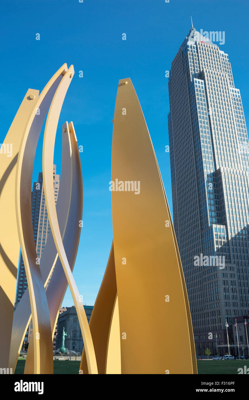 FLAME CAULDRON SCULPTURE (©RON PAYTO 2013) KEY BANK BUILDING TOWER ...