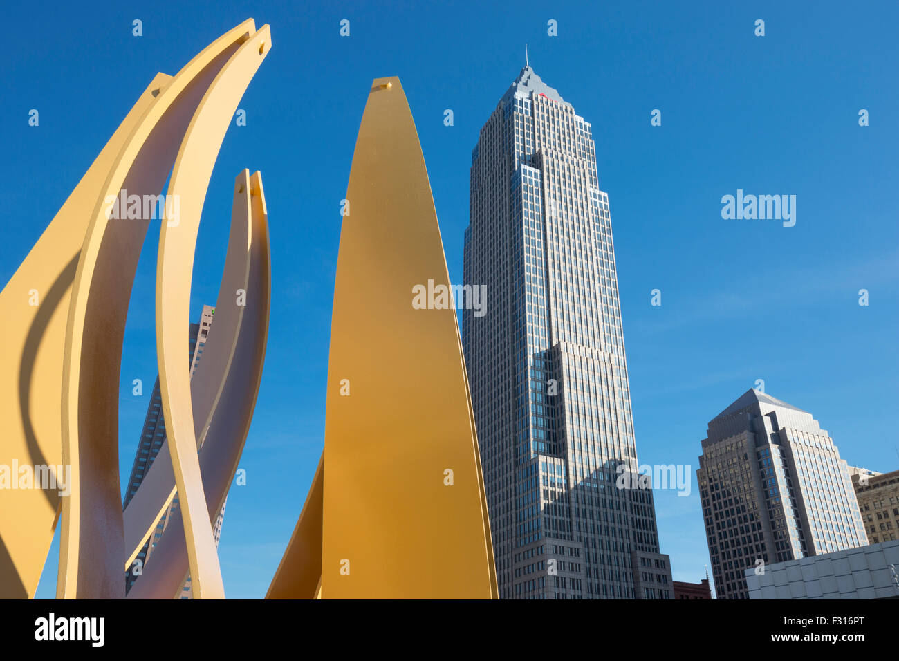 FLAME CAULDRON SCULPTURE (©RON PAYTO 2013) KEY BANK BUILDING TOWER ...