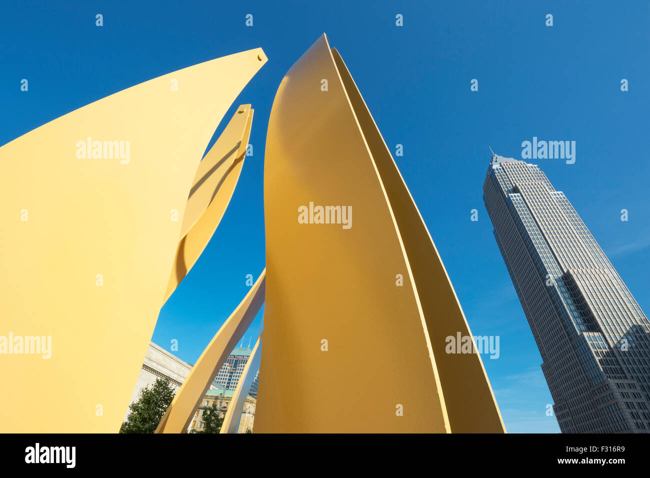 FLAME CAULDRON SCULPTURE (©RON PAYTO 2013) KEY BANK BUILDING TOWER ...