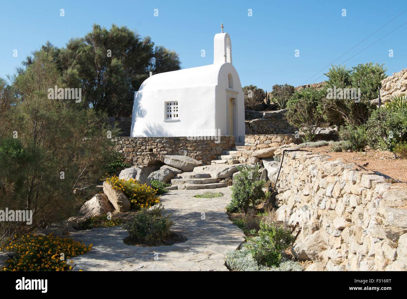 Traditional Greek building blue white architecture Stock Photo - Alamy