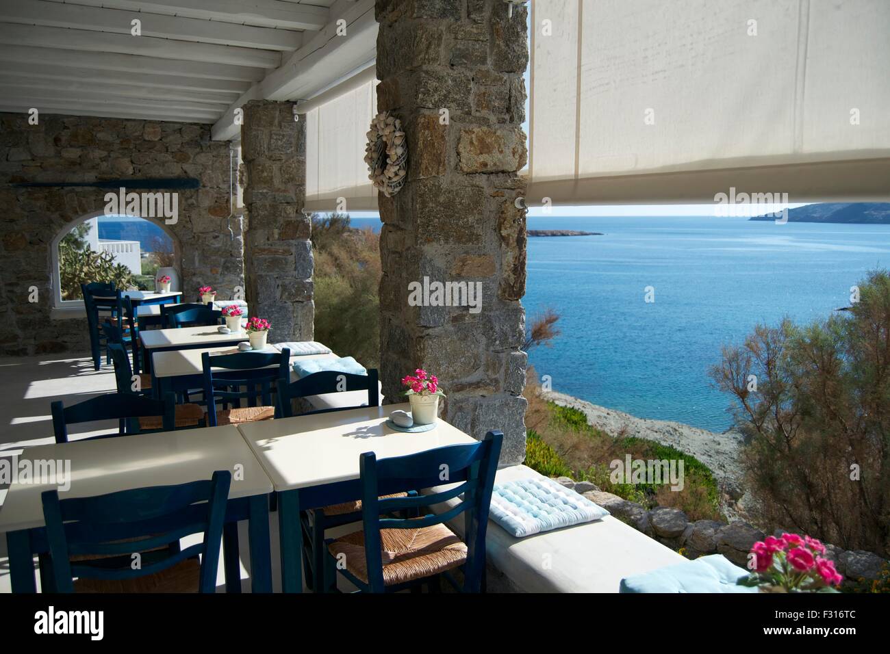Sea facing resort in Mykonos Stock Photo - Alamy