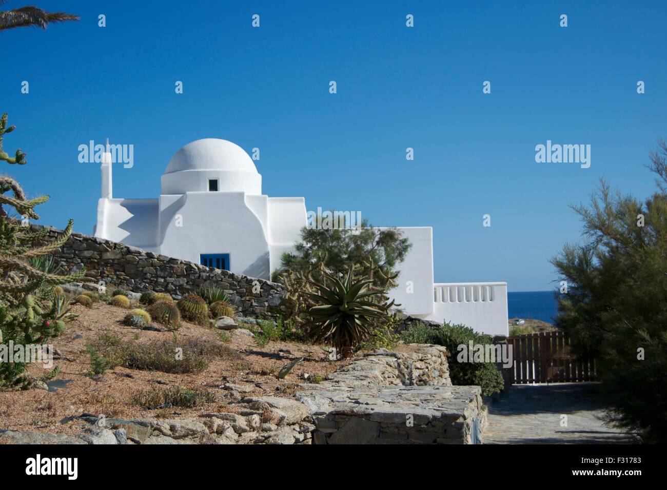Traditional Greek building blue white architecture Stock Photo - Alamy
