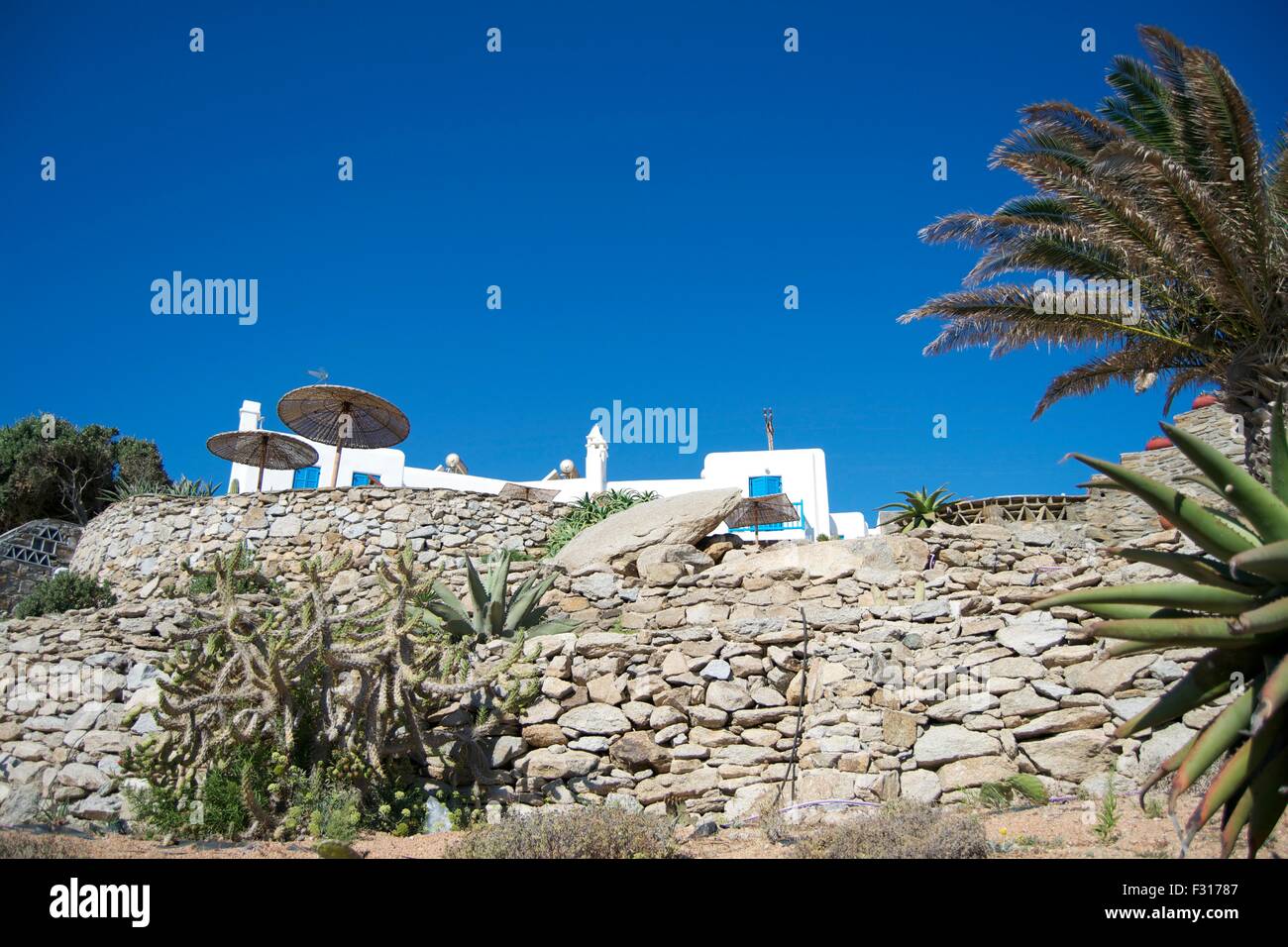 Traditional Greek building blue white architecture Stock Photo - Alamy