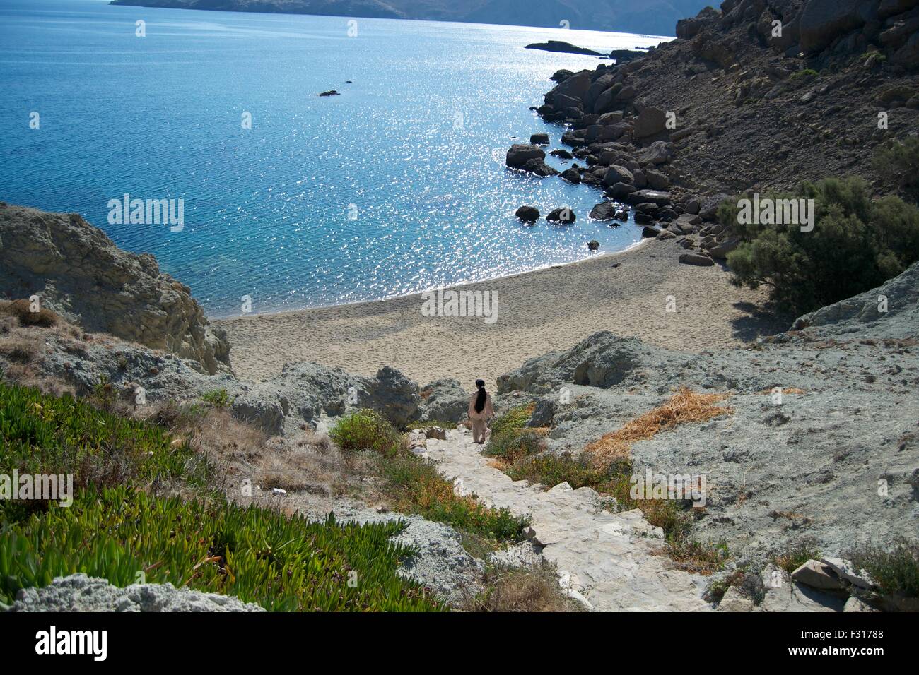 Beach Mykonos Island Greece clear blue sea water Stock Photo - Alamy