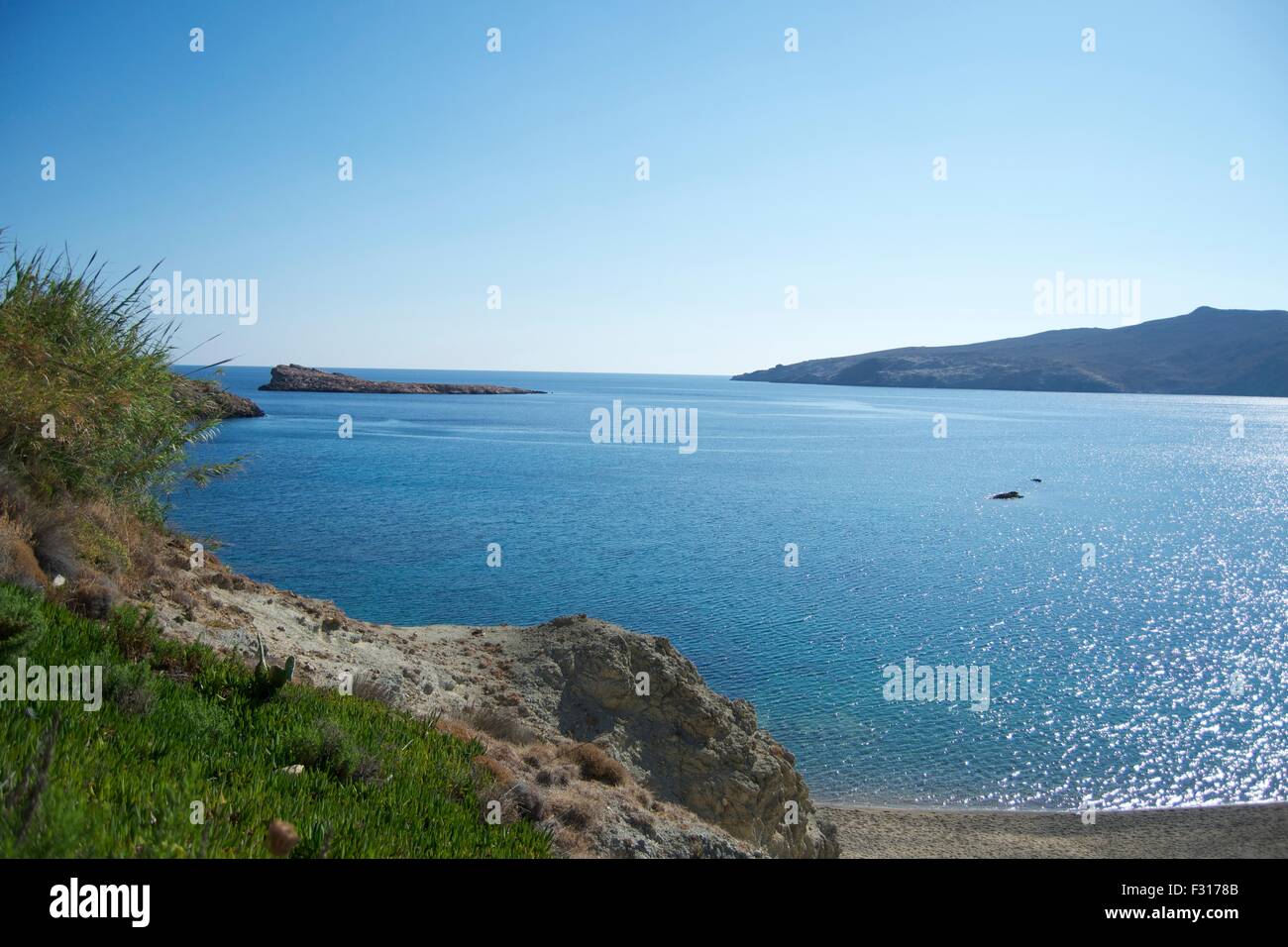 Beach Mykonos Island Greece clear blue sea water Stock Photo - Alamy