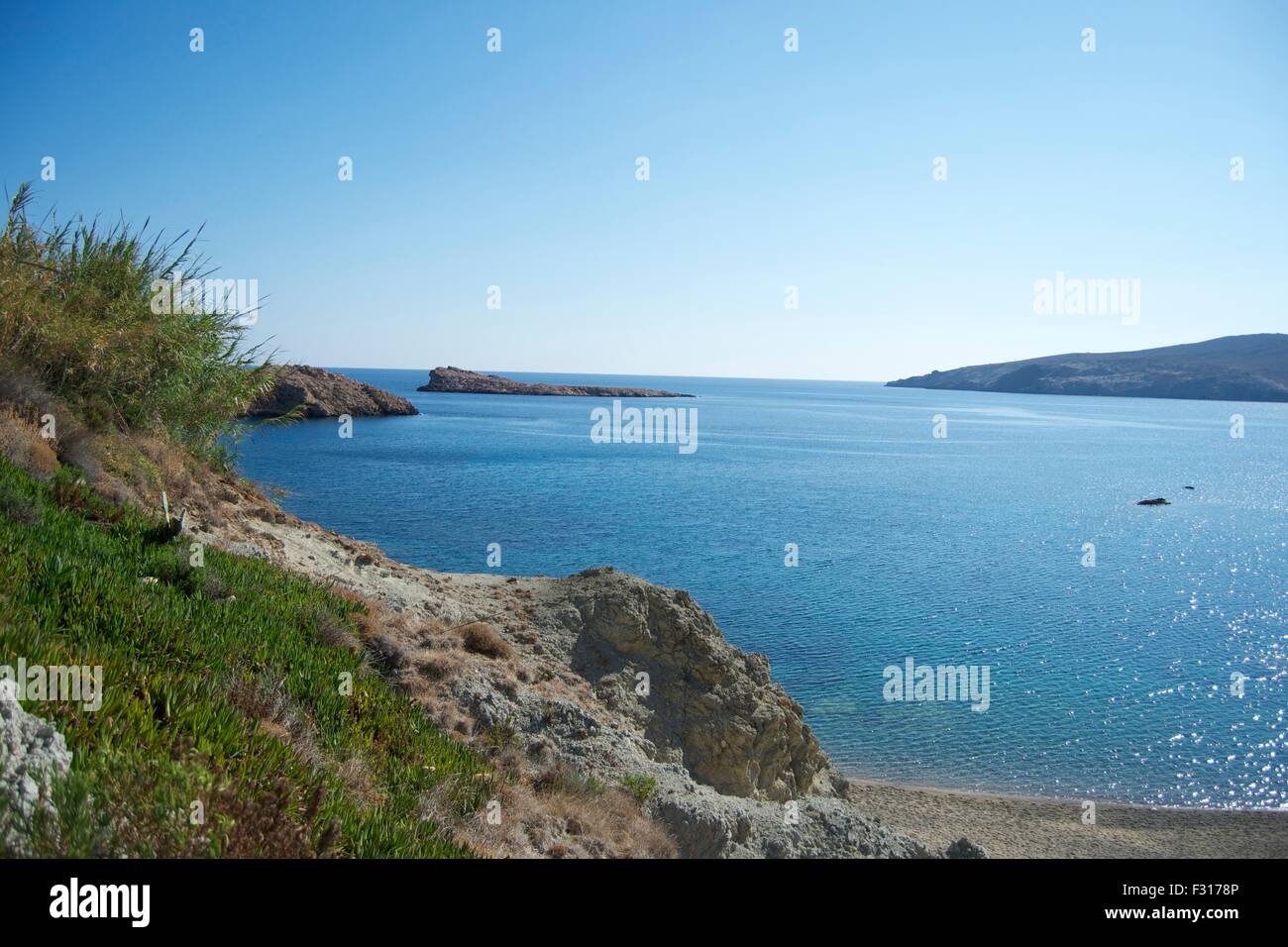 Beach Mykonos Island Greece clear blue sea water Stock Photo - Alamy
