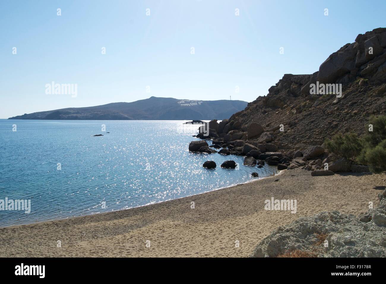 Beach Mykonos Island Greece clear blue sea water Stock Photo - Alamy