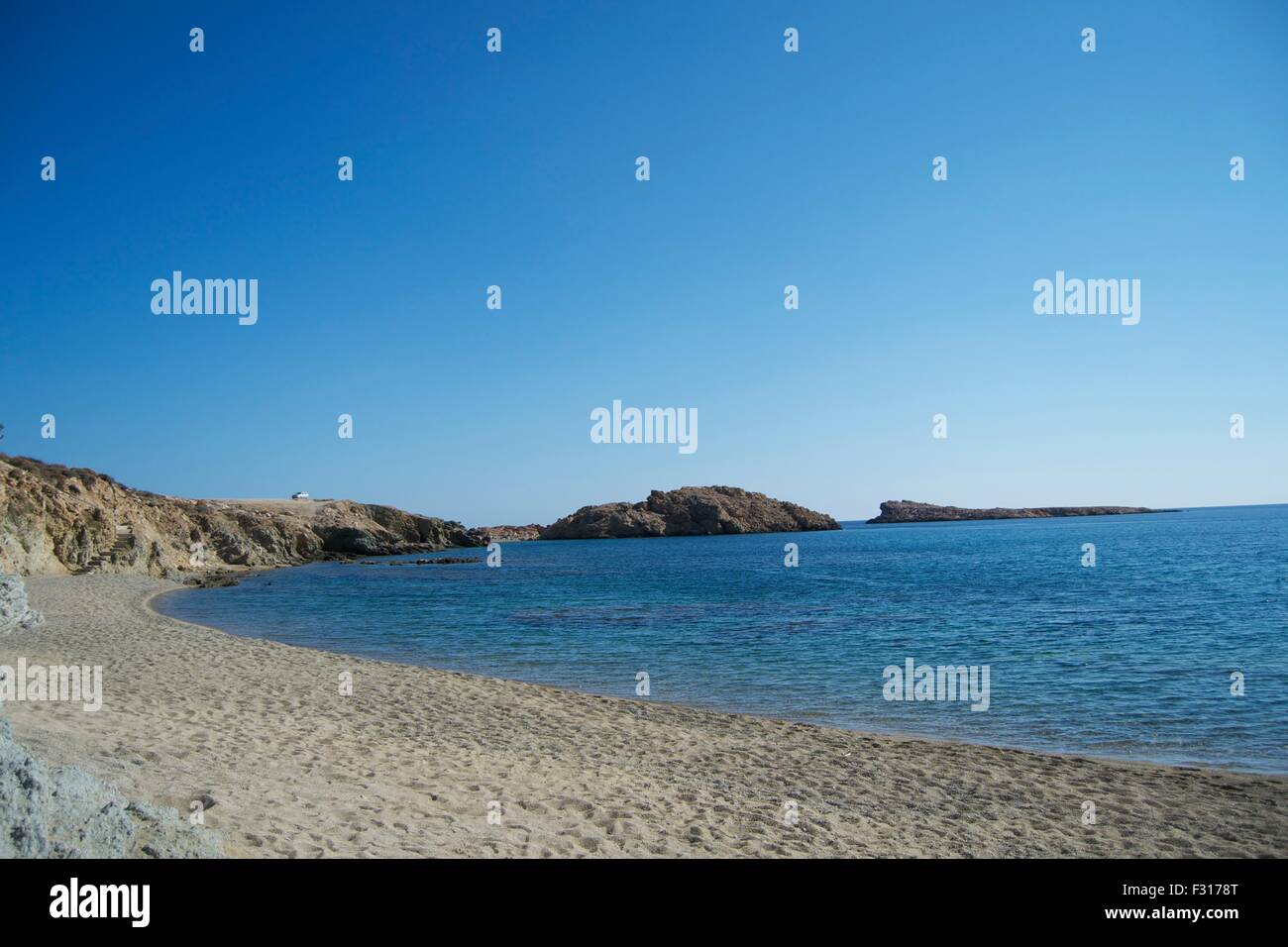 Beach Mykonos Island Greece clear blue sea water Stock Photo - Alamy