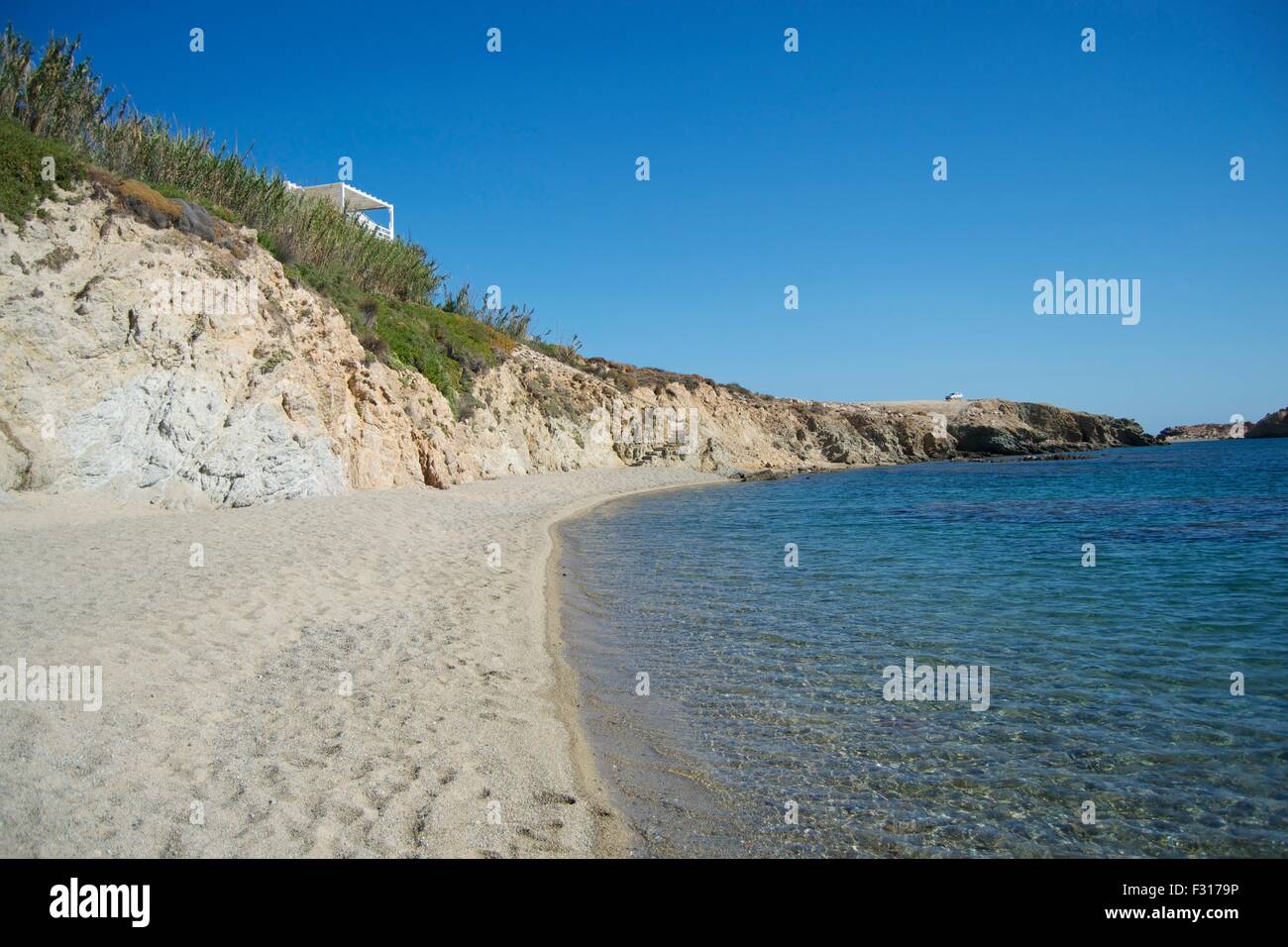 Beach Mykonos Island Greece clear blue sea water Stock Photo - Alamy