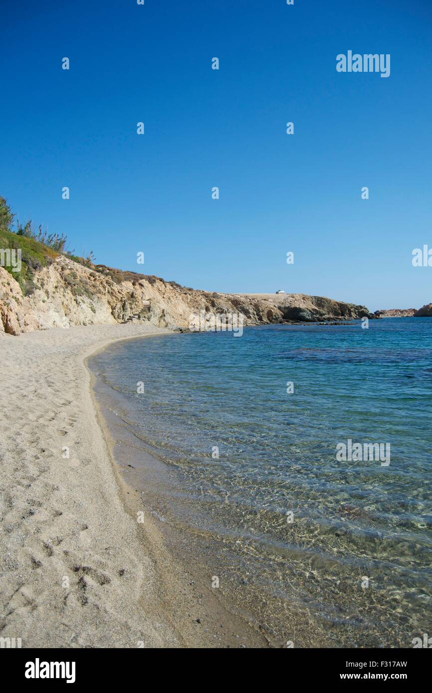 Beach Mykonos Island Greece clear blue sea water Stock Photo - Alamy
