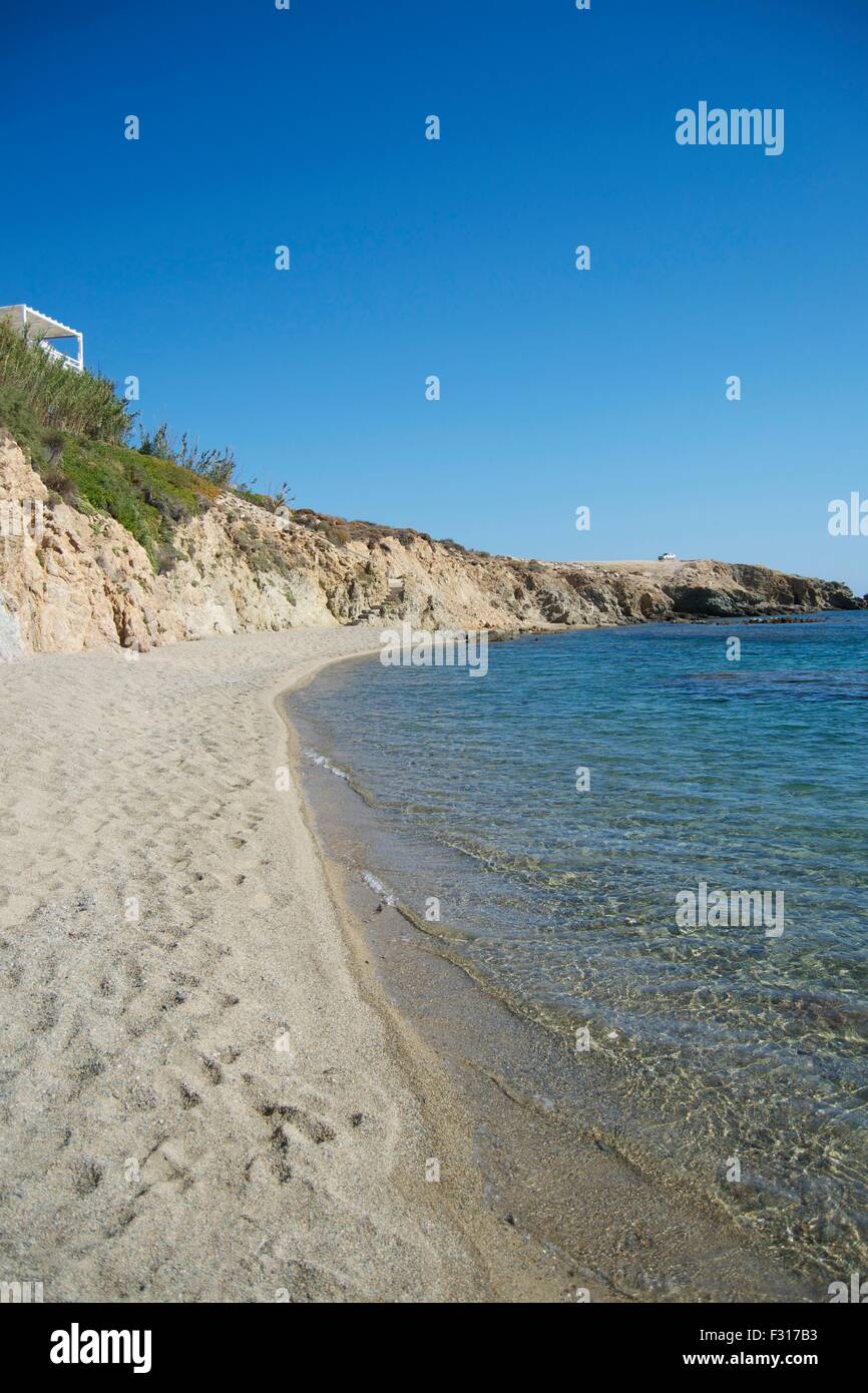 Beach Mykonos Island Greece clear blue sea water Stock Photo - Alamy