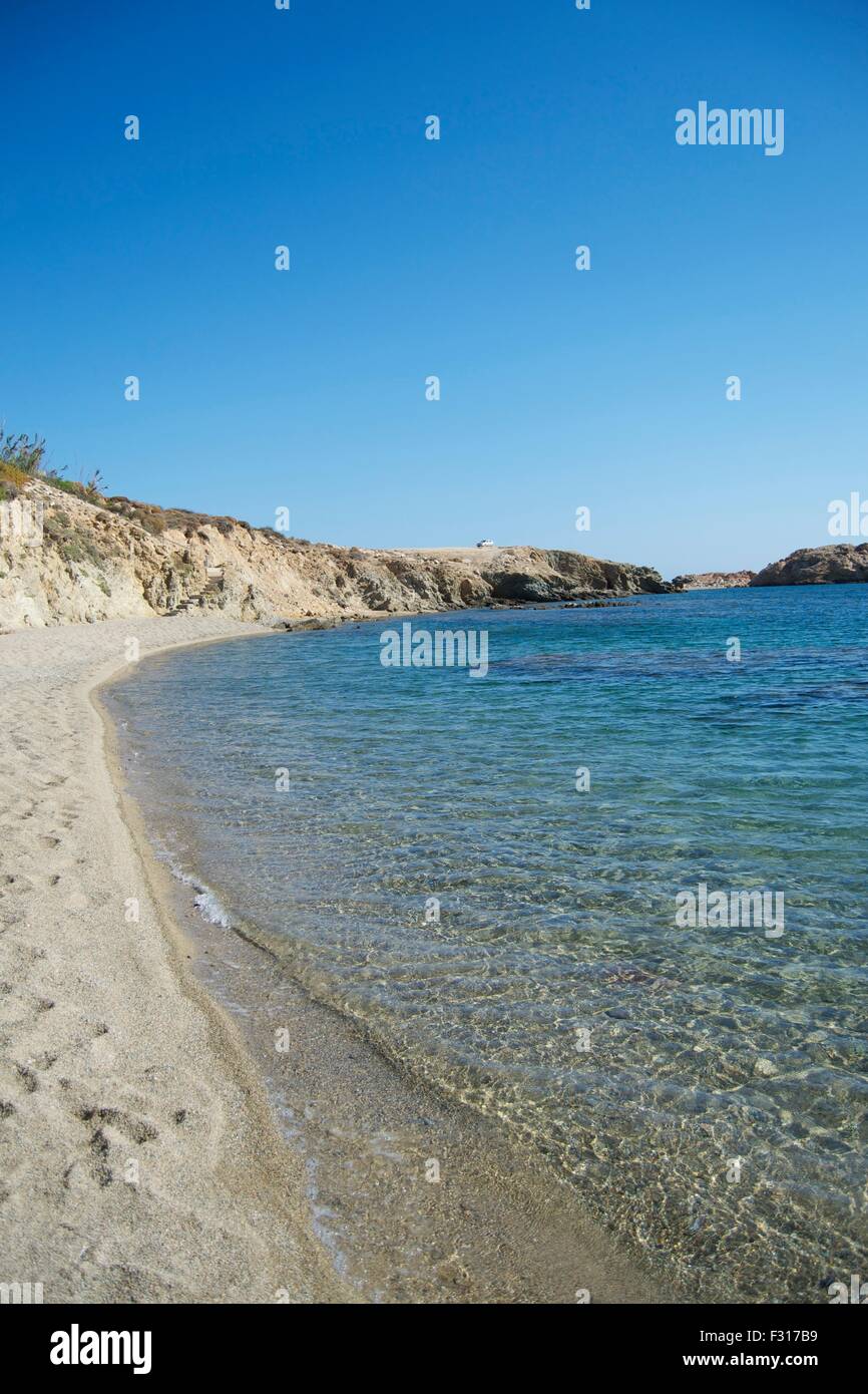 Beach Mykonos Island Greece clear blue sea water Stock Photo - Alamy