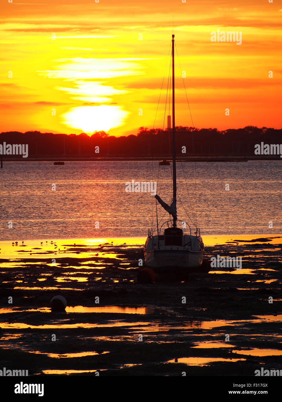 Sunset over Portsmouth harbour, Hampshire, England. As seen from the ...