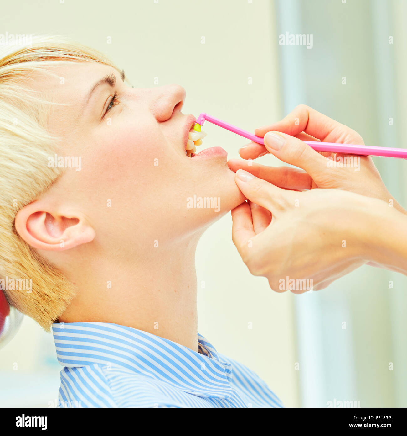 the correct use of a tooth brush for perfect oral hygiene Stock Photo ...