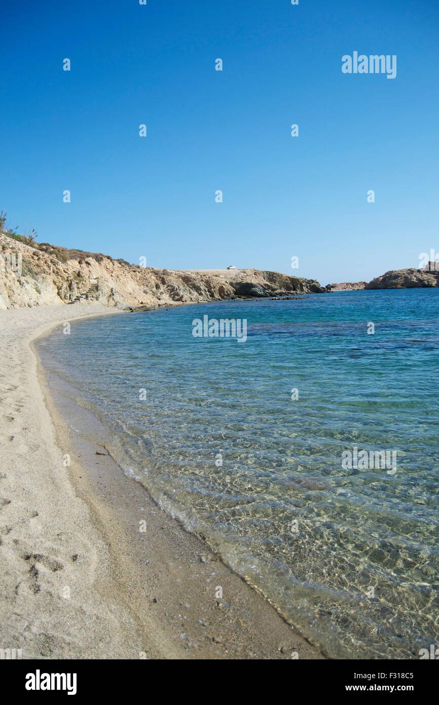 Beach Mykonos Island Greece clear blue sea water Stock Photo - Alamy