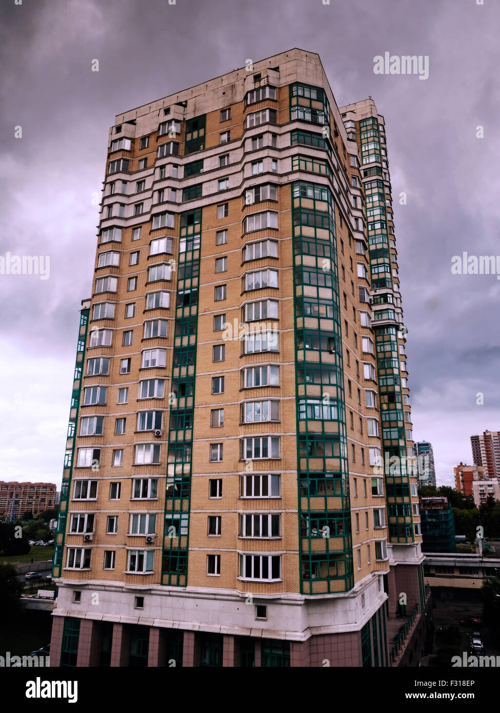 Facade of apartment building, vertical view Stock Photo - Alamy