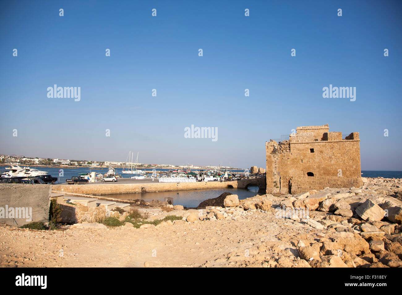 Paphos City, Cyprus - JULY 16, 2015: The harbour and Paphos medieval ...