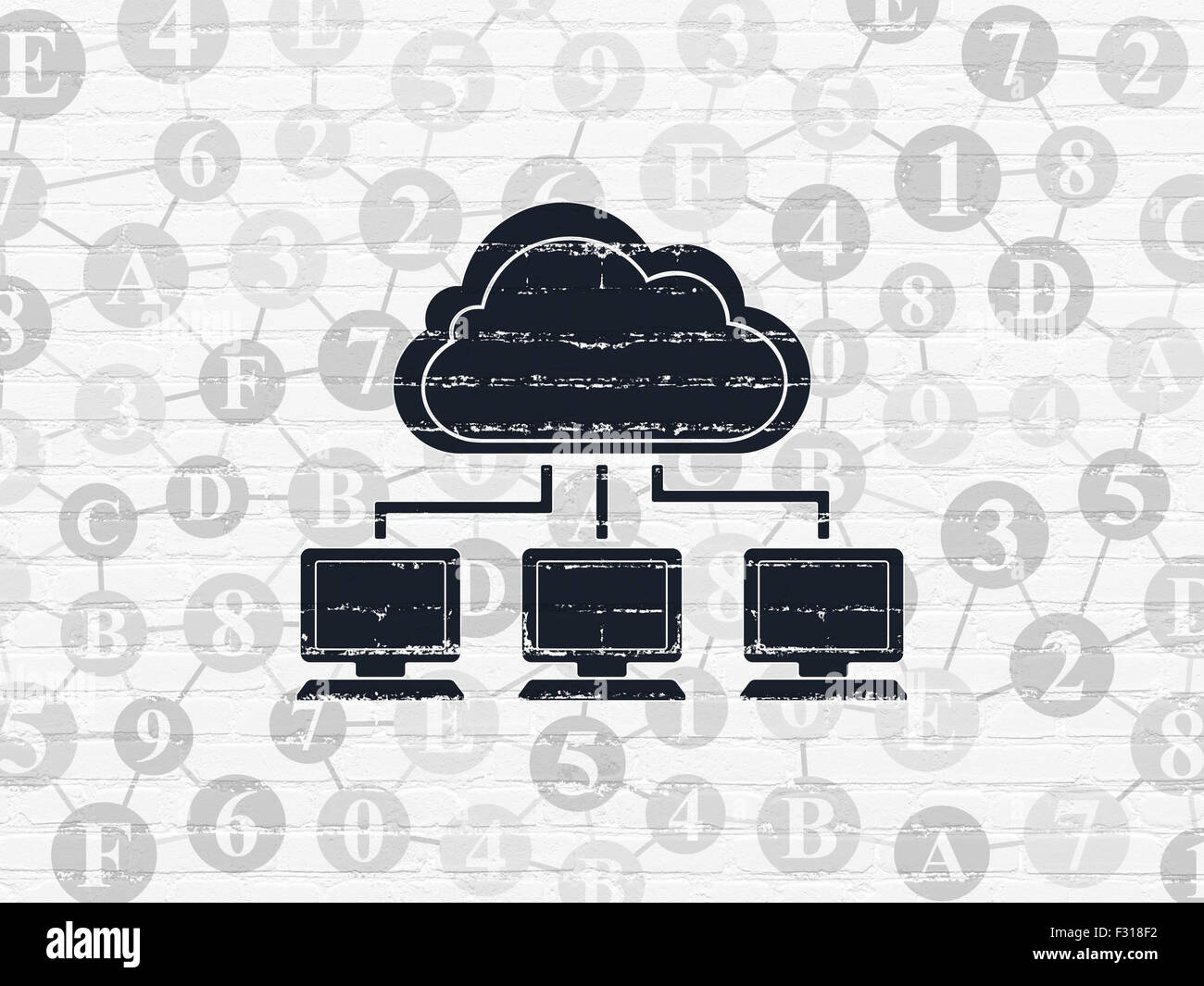 Cloud technology concept: Cloud Network on wall background Stock Photo ...