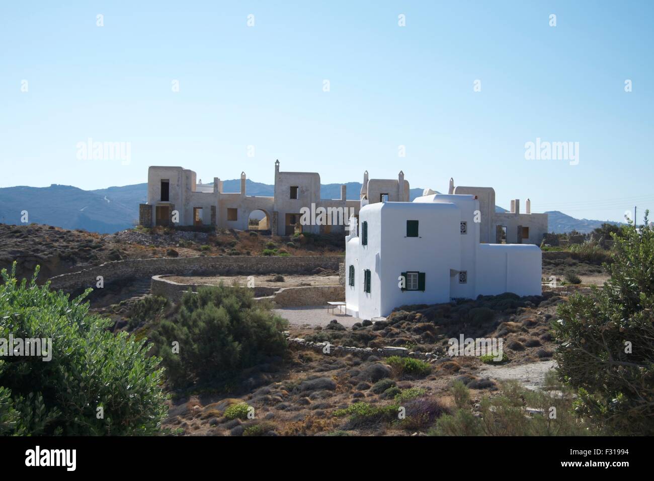 Traditional Greek building blue white architecture Stock Photo - Alamy
