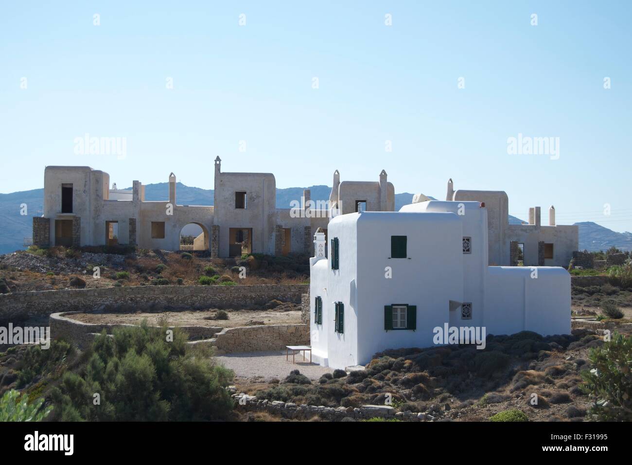 traditional Greek building blue white architecture Stock Photo - Alamy