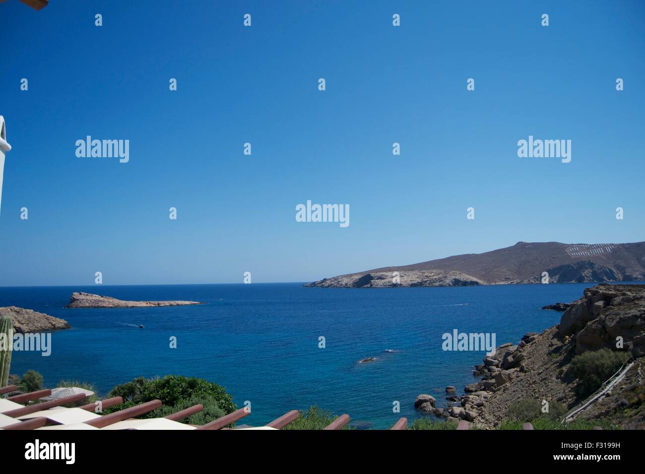 Beach Mykonos Island Greece clear blue sea water Stock Photo - Alamy